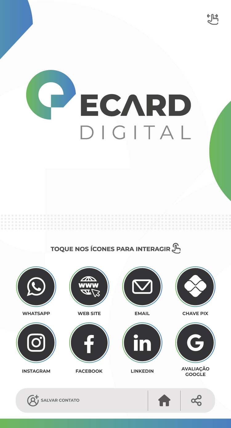 Ecard Digital - Modelo cartão de Visita Digital