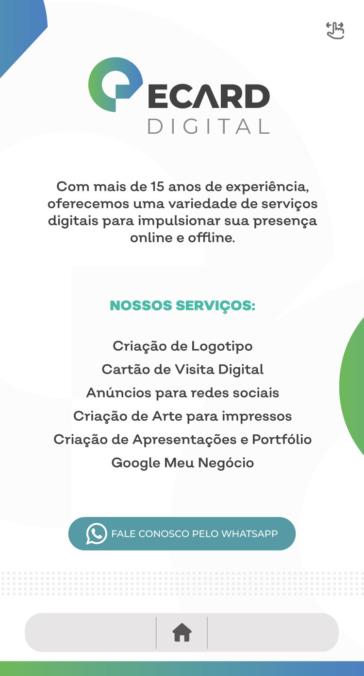 Ecard Digital - Modelo cartão de Visita Digital